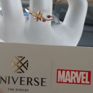 Marvel | Jewelry | Capt Marvel Size 7 Ring 925 Silver Swarovski Ruby ...
